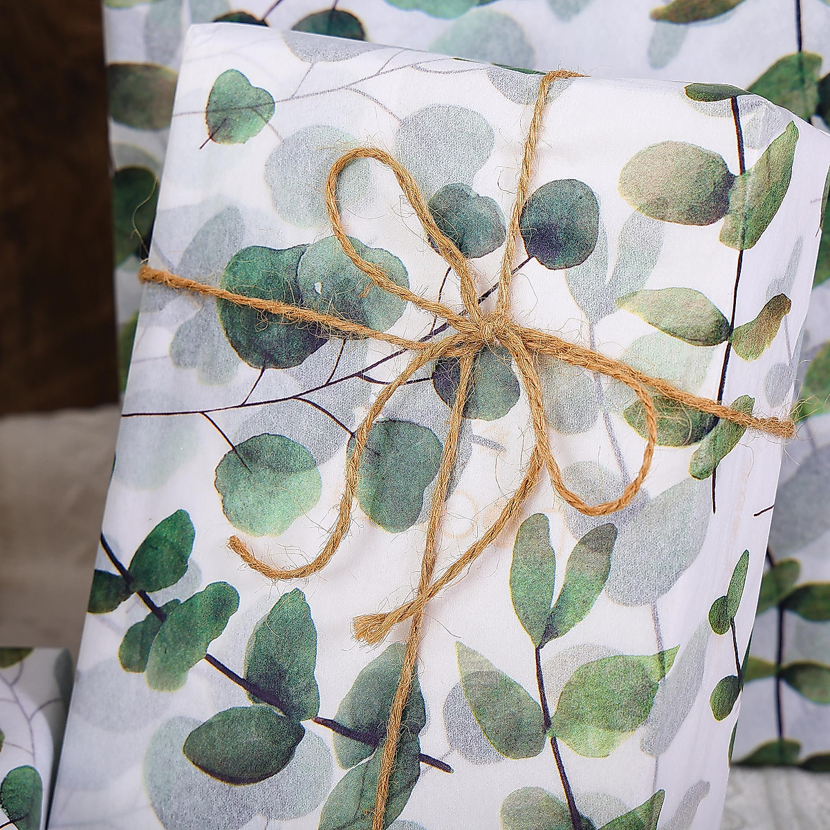 TINYFUTURE 100 Sheets Eucalyptus Gift Wrapping Tissue Paper Recyclable Greenery Botanical Packaging Bag for Wedding Birthday Showers Art Craft Party Favor Decoration