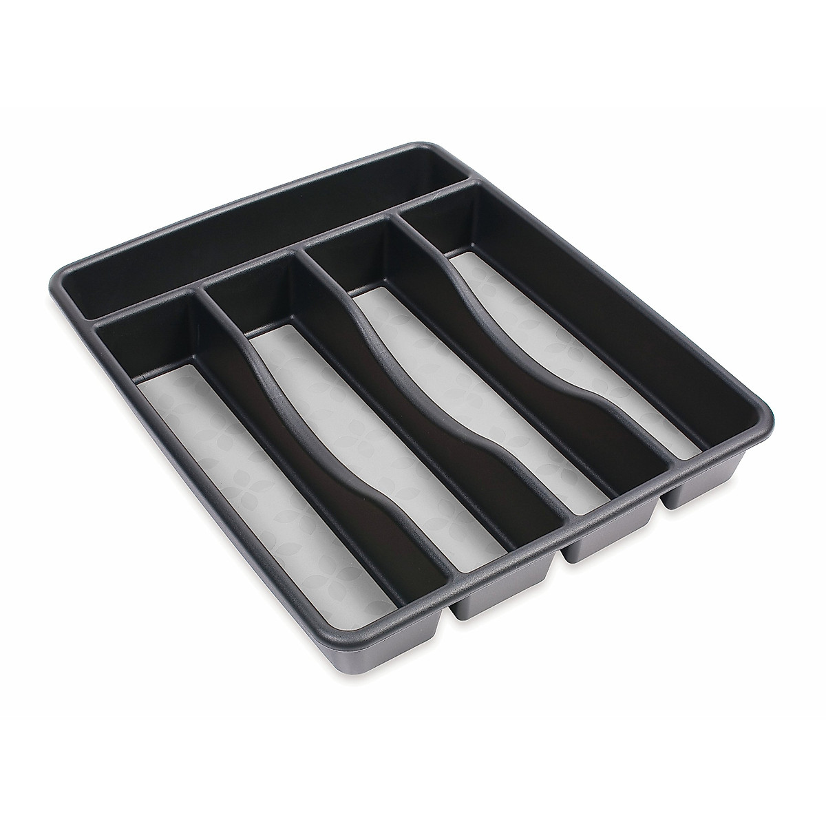 Rubbermaid No-Slip Small Silverware Cutlery Tray Organizer, Black with Gray Base