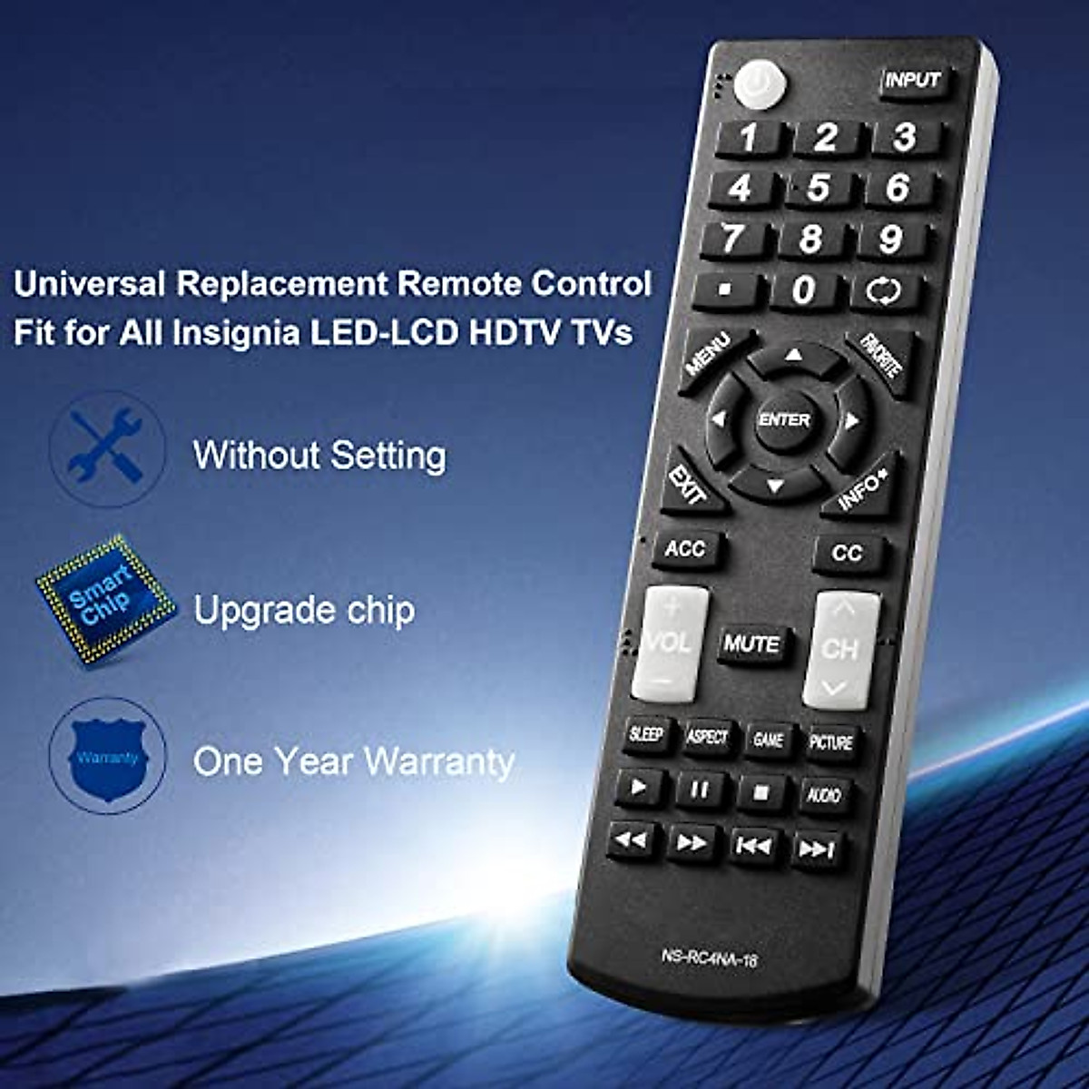 Universal Remote Control Replacement Fit for All Insignia LED-LCD HDTV TVs