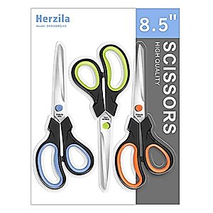 Scissors, All Purpose Thickened Craft Scissor 8.5", Stainless Steel Sharper Comfort Grip Sewing Fabric Scissors for Office School Home Supplies, Right/Left Handed, 3-Pack…