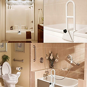 MOASKER Bathtub Safety Rail,White Bathtub Rail Clamp Railing Bath Support Adjustable Shower Hand Grip Handle Assist Grab Bar