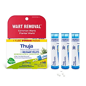 Boiron Thuja Occidentalis 30C Wart Removal Homeopathic Medicine for Painless Removal of Warts from Plantar (Feet), Hands, and Other Bodily Warts -80 Count (Pack of 3)