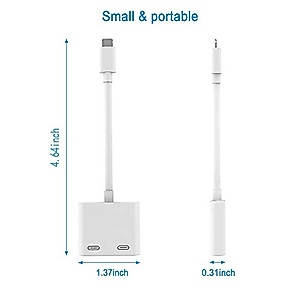 rosyclo Apple MFi Certified iPhone Headphone Adapter Splitter, 2 in 1 Dual Lightning Converter Cable Dongle Music+Charge+Call+Volume Control,Compatible with iPhone 12/11/XS/XR/8/7,iPad