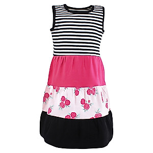 Hudson Baby Girls' Cotton Dresses, Pink Black Roses, 9-12 Months