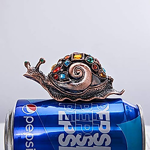 YU FENG Crystals Bejeweled Trinket Box Hand-Painted Brown Snail Animal Figurine Hinged Jewelry Box Collectible for Women