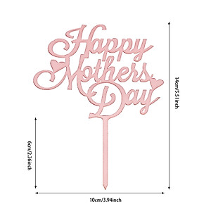 Mother's Day Cake Topper, 10pcs Acrylic Happy Mother's Day Cupcake Topper for Birthday Mother's Day Cake Party Decoration Supplies (Pink -1)