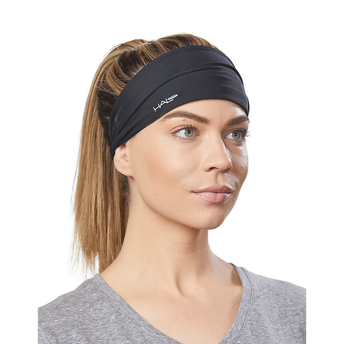 Halo Headband Bandit - Wide Pullover Sweatband for Both Men and Women, Black