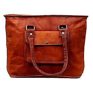 Firu-Handmade Leather Purses for Women Leather Tote Bag Satchel Vintage Genuine Leather Purses for Women Handbag Office Casual with outer Pocket