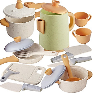 HYAKIDS Play Kitchen Pots and Pans Set for Kids, Pretend Role Play Cooking Toys Gifts for Toddlers Girls Boys Ages 3 4 5 6