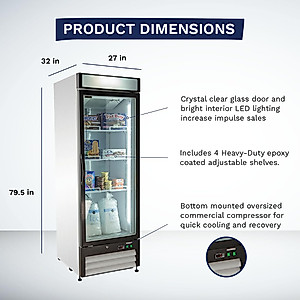 Kratos Refrigeration 69K-826 Commercial Swing Glass Door Freezer, 1 Door, 27"wide, 23 cu ft, White