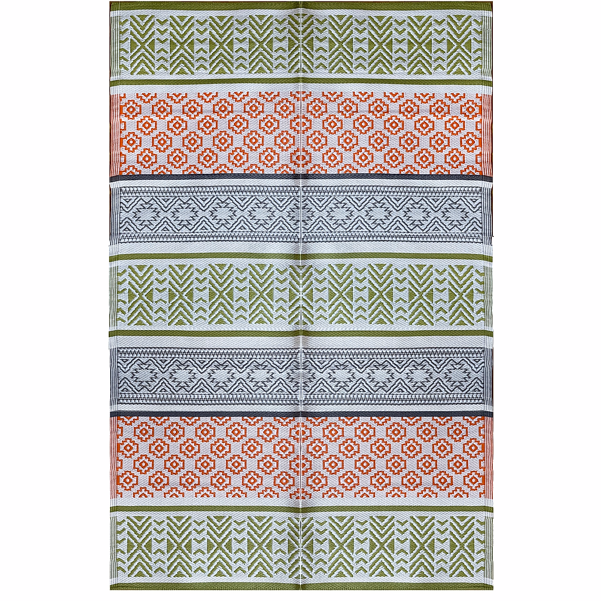 BalajeesUSA Outdoor Rugs 9x12 ft Large Plastic Patio Green, Orange Affordable Multipurpose Woven Plastic Straw All-Weather Waterproof Reversible Camper mat Backyard Picnic Sports Camps Tent Picnic