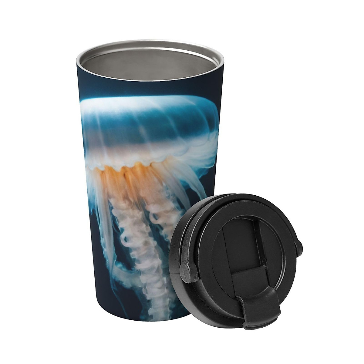 Insulated Coffee Mug Jellyfish 17oz Double Wall Vacuum Stainless Steel Tumbler With Leak-Proof Lid And Handle, Cute Travel Thermos Mug For Cold Hot Drinks