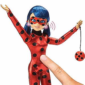 Miraculous Talk & Sparkle Ladybug Doll | 26cm Marinette Figure with Lights Sounds and Yoyo Accessory | Bandai Miraculous Ladybug Dolls Superhero Toys | Miraculous: Tales of Ladybug and Cat Noir Toys
