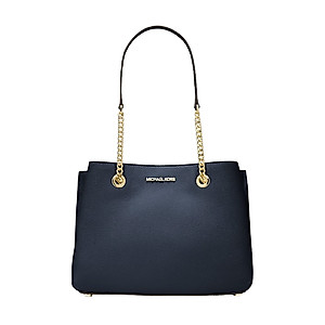 Michael Kors Teagan Large Pebbled Leather Shoulder Bag (Navy)