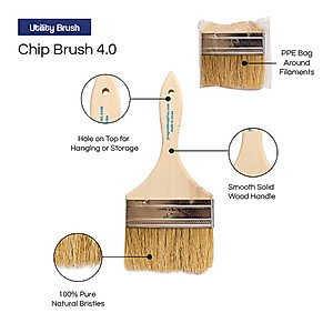 Pro Grade - Chip Paint Brushes - 12 Ea 4 Inch Chip Paint Brush Light Brown