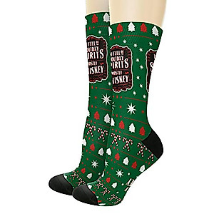 Hoilday Novelty Socks I'm Full Of Holiday Spirits Mostly Whiskey 1-Pair Novelty Crew Socks