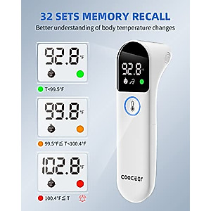Ear Forehead Thermometer for Adults and Kids: COOCEER Touchless Temperature Measurement - Fast Easy and Accurate Digital Fever Thermometers for Family, Baby, Infants, Toddler, Children