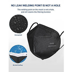 FASAOH KN95 Face Masks 100 PCS, 5-Ply KN95 Black Masks,Breathable Protection Masks, Individually Wrapped, Cup Dust Safety Mask