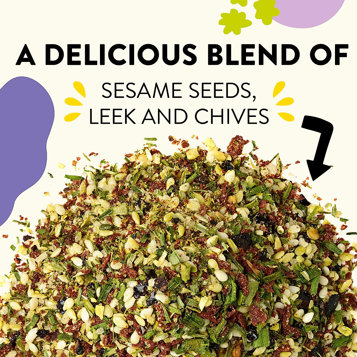 Just Spices Egg Topping, 1.94 OZ I Breakfast and egg seasoning with white sesame, chilli, grated tomato, sea salt and more