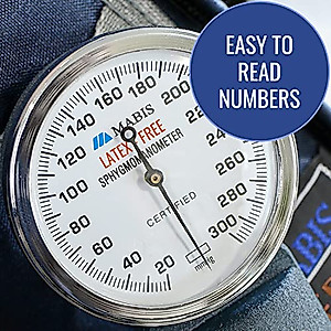 MABIS Precision Series Aneroid Sphygmomanometer Manual Blood Pressure Set with Calibrated, Nylon Cuff and Carrying Case, FSA HSA Eligible, Adult Large, Latex Free