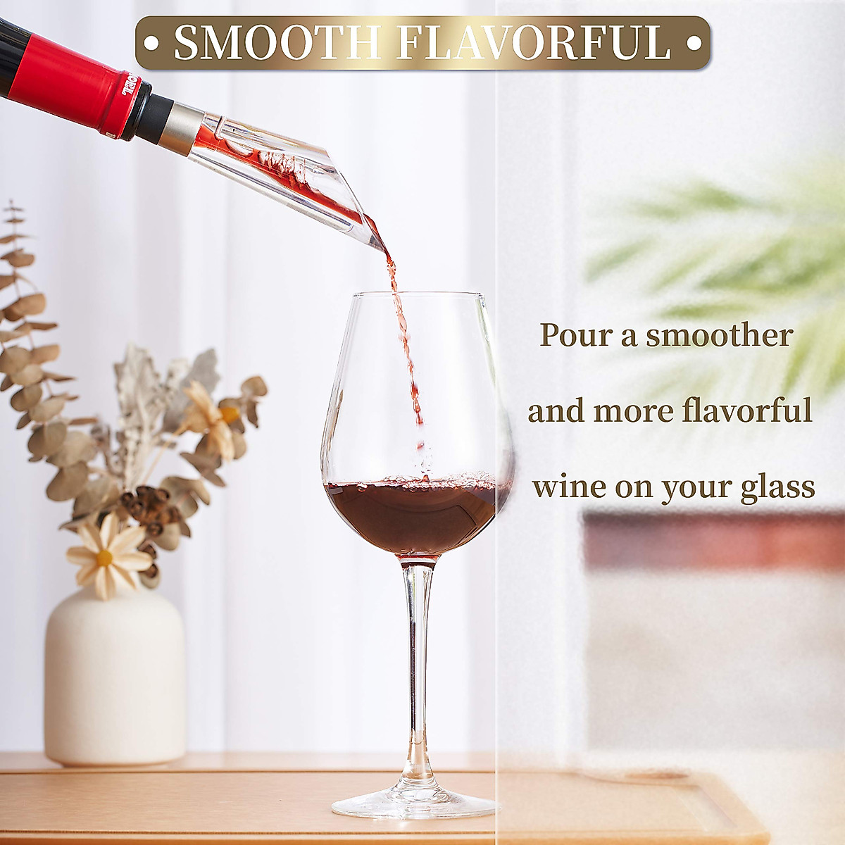 Wine Ziz Wine Aerator Pourer Spout for Aerating Wine Instantly | Premium Aerator Wine Pourer Decanter Best Sellers | Gift for Wine Lovers (Thick & Glam)