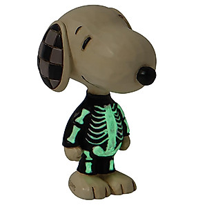 Enesco Peanuts by Jim Shore Halloween Collection Snoopy Dressed as a Skeleton Miniature Figurine- Resin Hand Crafted Painted Collectible Peanuts Snoopy Mini Figurines Home Decor Statue, 3.25 Inch