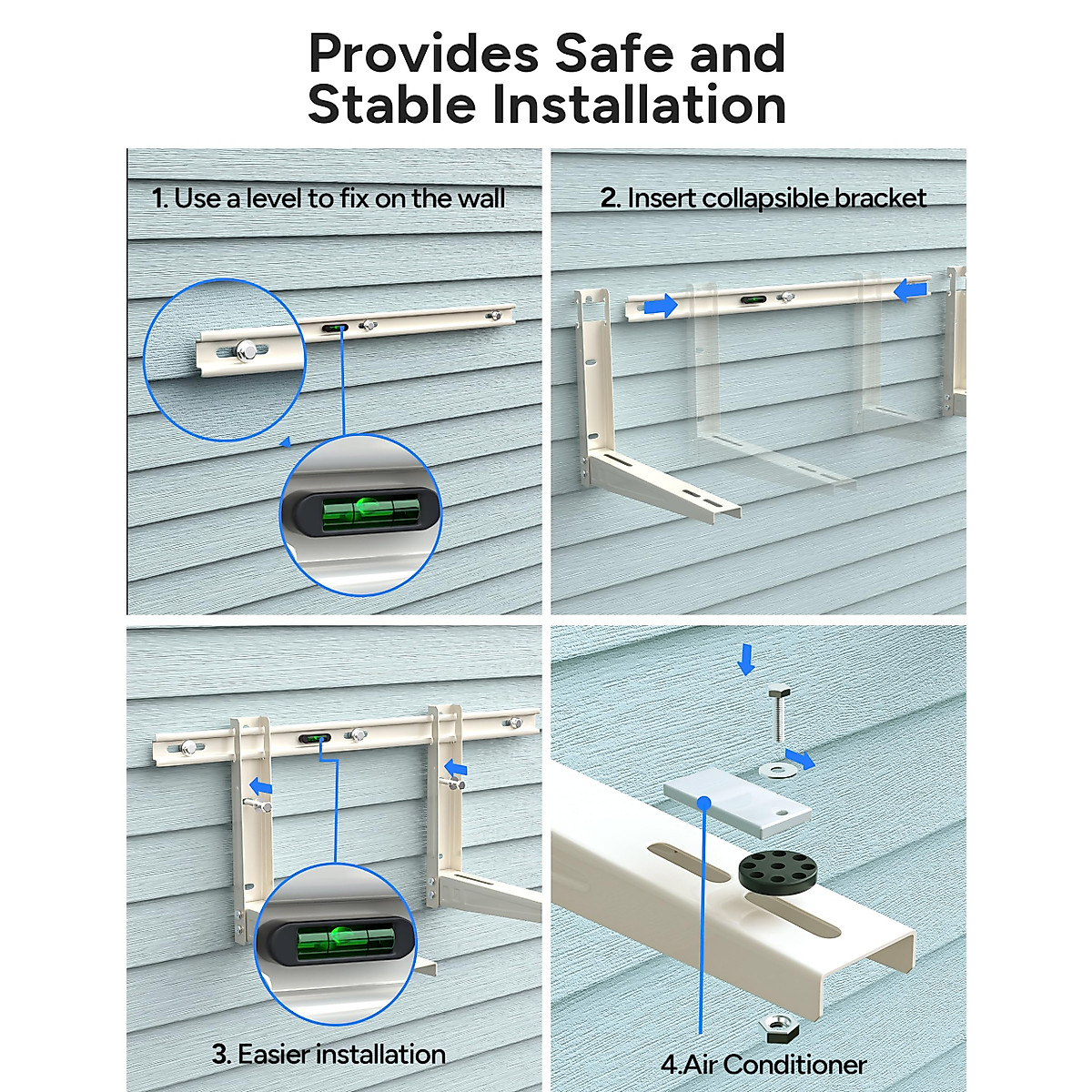 Toutgood Outdoor Mini Split Wall Mounting Bracket, Heavy-Duty Wall Bracket for 7000 Btu to 12000 Btu Ductless Mini Split Air Conditioner AC Heat Pump Systems , Max 400 Lb Capacity