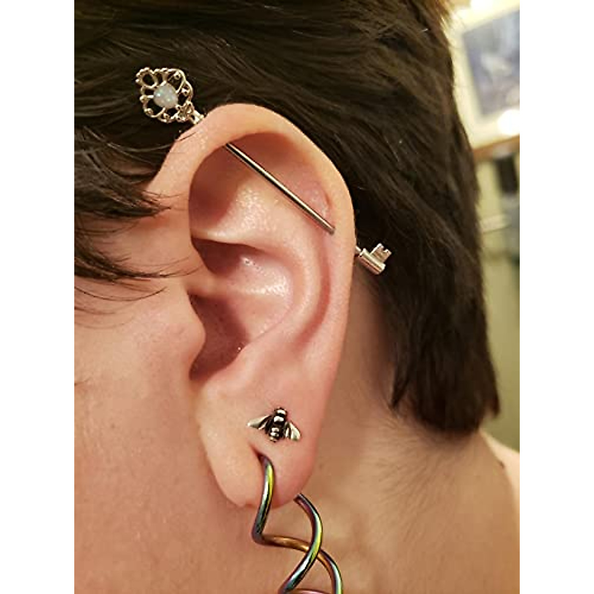 MODRSA 14G Stainless Steel Industrial Barbell Earring Cartilage Body Piercing Jewelry 38mm 1&1/2 Inch Industrial Piercing Bar 8pcs