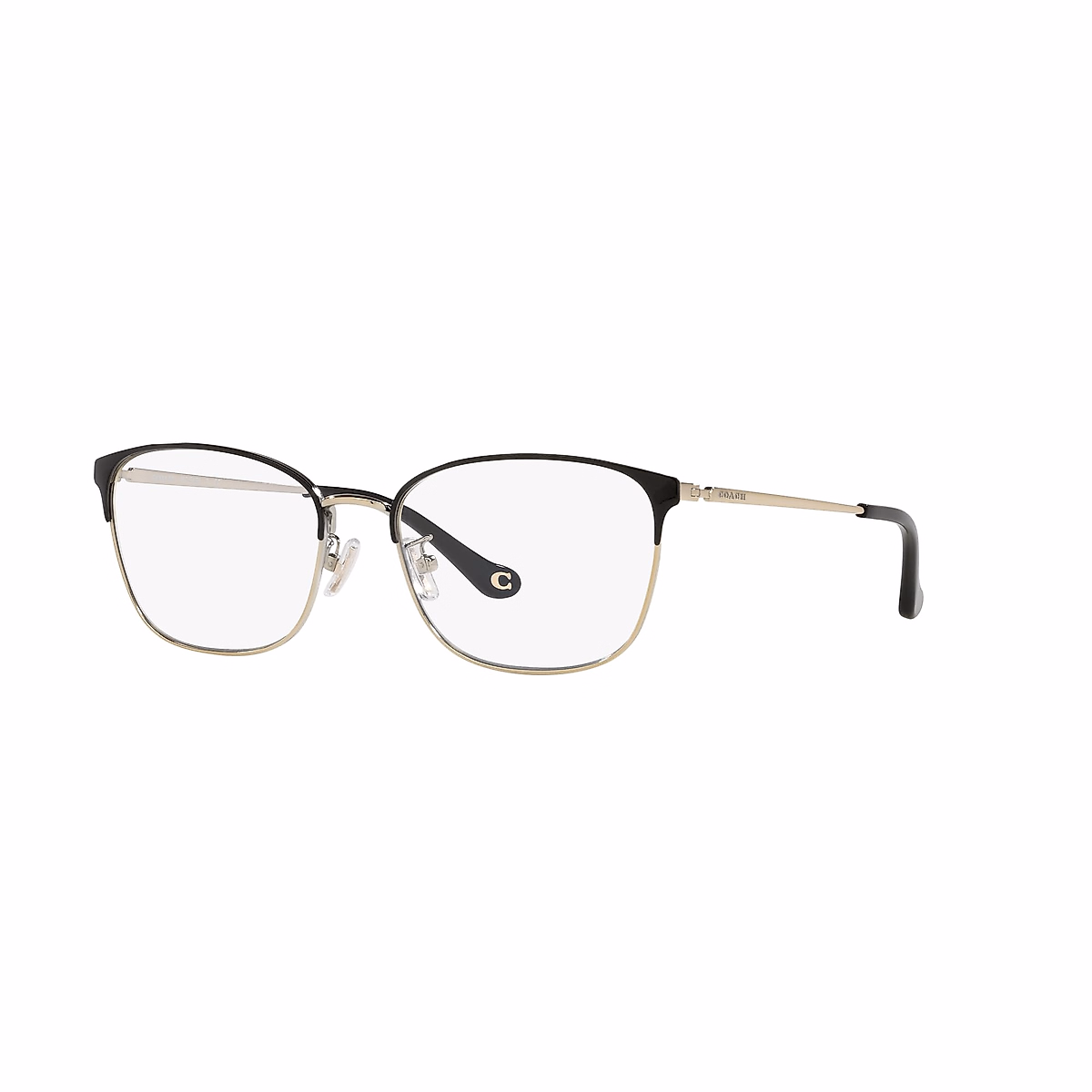 Coach HC5135 Prescription Eyewear Frames, Black/Light Gold/Clear Blue Light Filtering, 55 mm