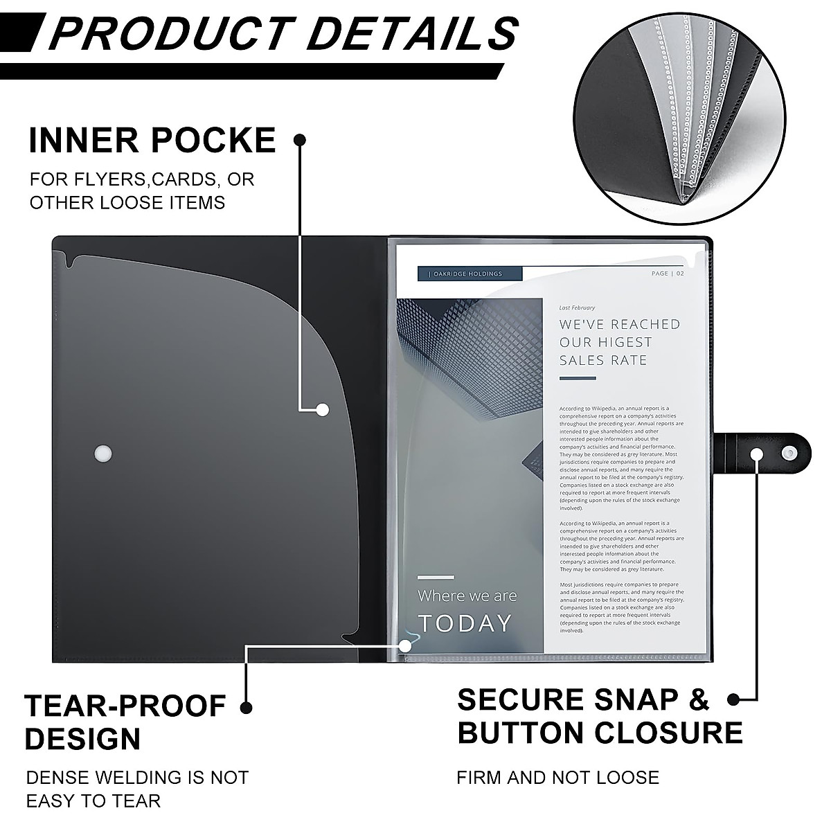 10 Pocket File Folder, Project Organizer Folders with Snap Button, A4 Letter Size Paper Document Organizer Accordian Filing Folder for Classroom, Home, Office and Travel