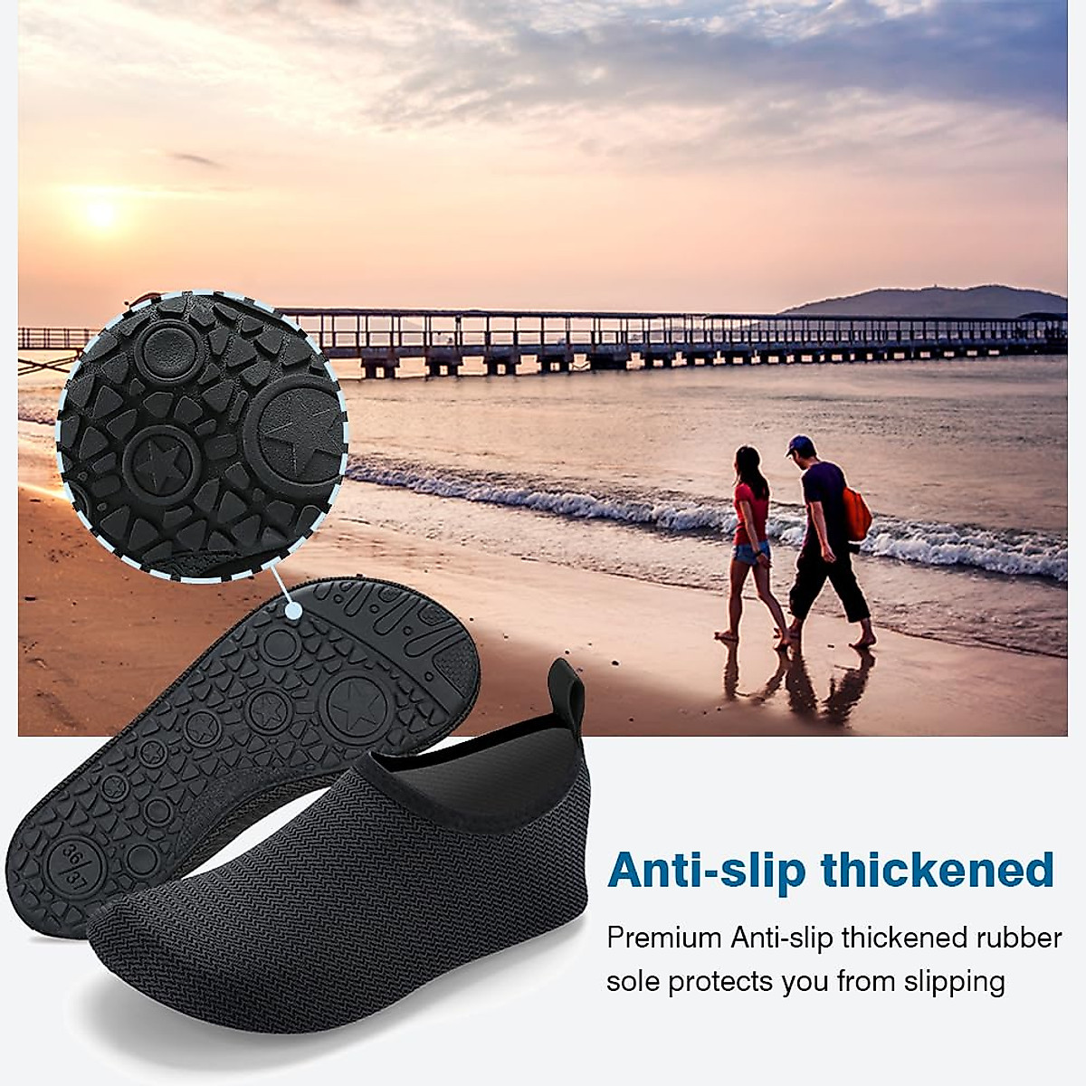 JOTO Water Shoes for Women Men Kids, Barefoot Quick-Dry Aqua Water Socks Slip-on Swim Beach Shoes for Cruise Ship Snorkeling Surfing Kayaking Beach Walking Yoga