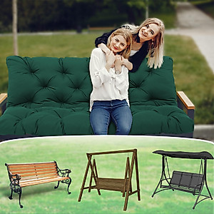 Porch Swing Cushions Outdoor 60 inch Waterproof Swing Cushions Replacement with Backrest and Ties Bench Swing Cushion for Outdoor Furniture Patio Backyard Garden(Red White Stripes-60x40x5inch)