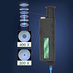 Handheld Optical Fiber Microscope, Inspection 200X 400X Magnification 2.5mm Adaptor, Optical Fiber Microscope with White LED