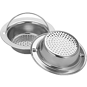 2Pcs Kitchen Sink Strainer Food Catcher Stainless Steel, Sink Strainers for Kitchen Sink Garbage Disposal, Kitchen Sink Drain Strainer Basket, Sink Drain Filter Cover Stopper with Handle Large Rim