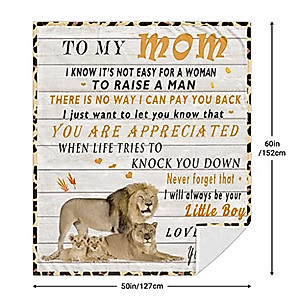 JERHTUO Gifts for Mom from Son, Love Letter Personalized Flannel Throw Blanket Birthday Christmas Thanksgiving Gifts Fits Couch Sofa Bedroom 50"x60"