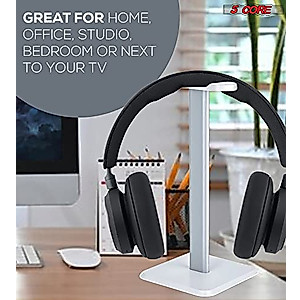 5 CORE Headphone Stand Headset Holder with Aluminum Supporting Bar Flexible ABS Solid Base for All Headphones Size HD STND (White)