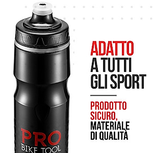 PRO BIKE TOOL 24oz Cycling Water Bottle - Easy Squeeze Sports Bottle - Fitness & Cycling Tumbler - Soft Silicone Mouthpiece & Fast Flow Valve - Ideal For Outdoor Activities - 680ml (Black)