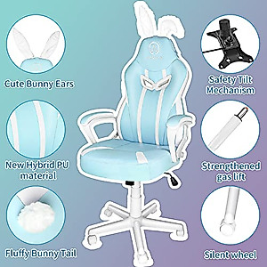 JOYFLY Gaming Computer Chair for Girls Teens, Ergonomic PC Office Kawaii Gamer Chair with Lumbar Support for Women（Light Blue）