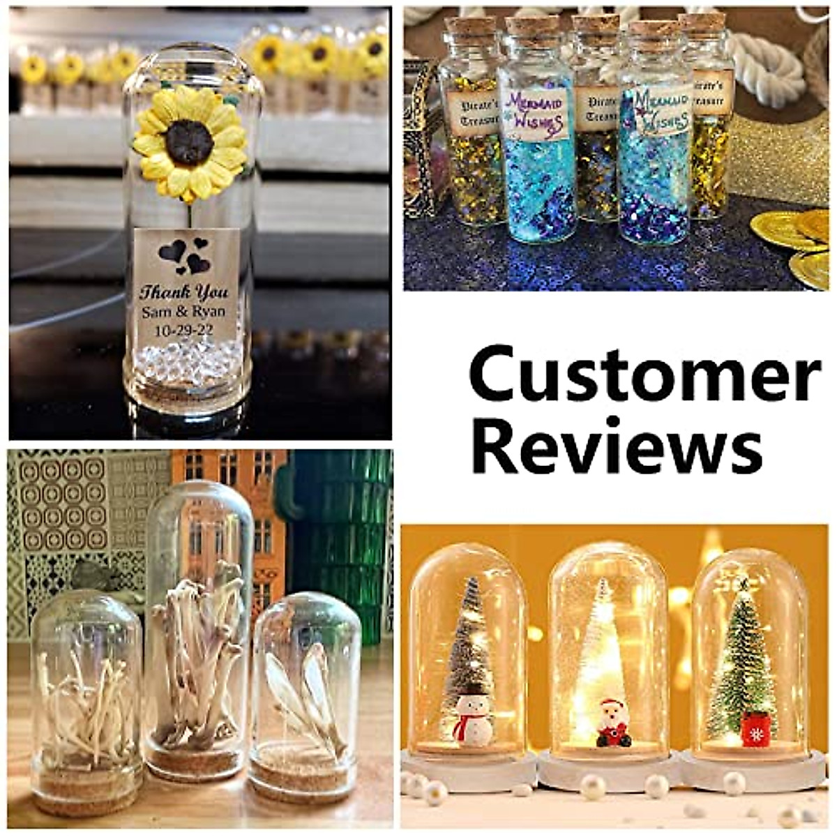 PH PandaHall 10pcs Cloche Bell Jar, Glass Display Dome with Cork Base 8ml Mini Glass Bottles Dome Decorative Jars Display Case for Flower Storage Home Christmas Party Favor Decoration, 0.86x1.4inch