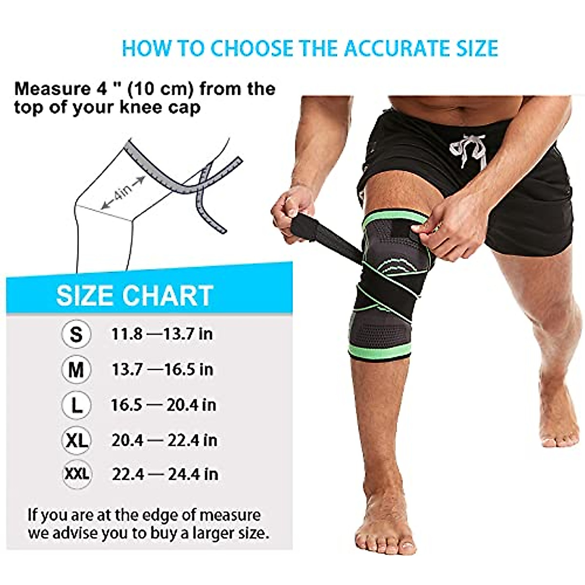 NuCamper Knee Brace for Arthritis Pain,Adjustable Compression Sleeve for Men Women Pain Relief，Knee Support for Injury Recovery, Meniscus Tear,Runing,Sports,Workout (Black, Medium)