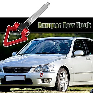 X AUTOHAUX Red Aluminum Alloy Triangle Shape Front Rear Bumper Trailer Ring Eye Towing Tow Hook Screw for Lexus is IS250 IS350 IS250C IS350C is-F