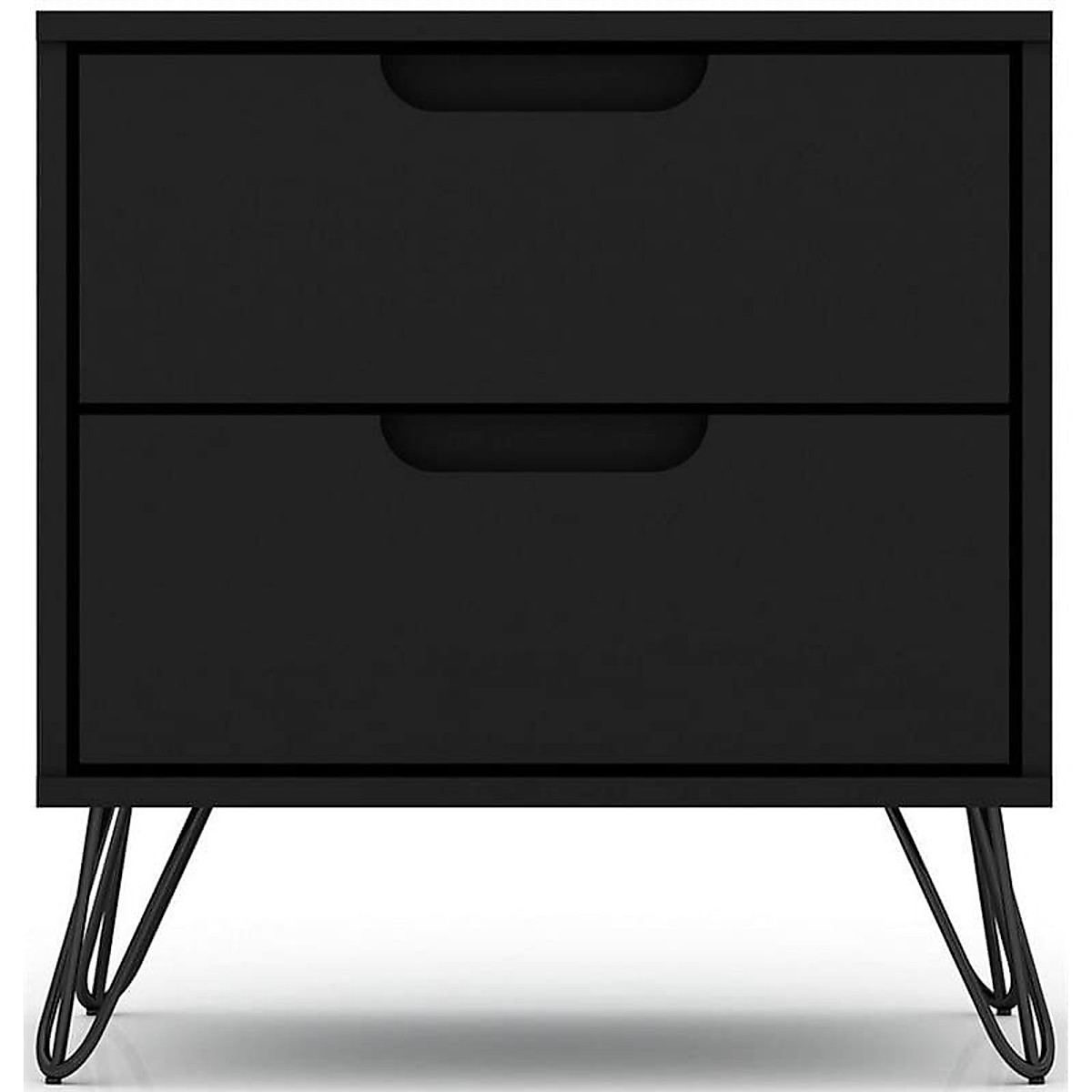 Manhattan Comfort Rockefeller Mid-Century Modern 2 Drawer Bedroom Nightstand, 20.08", Black