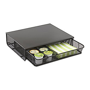 Safco Products 3274BL Onyx Mesh Hospitality Organizer, 1 Drawer, Black, 12 ½"W x 11 ¼"D x 3 ¼"H