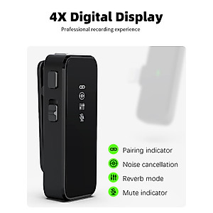 Rythflo Wireless Lavalier Microphone for iPhone with Noise Cancellation, 100ft Transmission, 18H Battery Life, Wireless Lapel Microphone for Video Recording