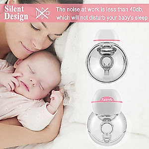 Rainyb Hands Free Breast Pump Electric Portable Breast Pump Quiet Strong Suction Power 3 Modes & 9 Levels Touch Panel High Definition Display, Come with 19mm /21mm /24mm Flanges