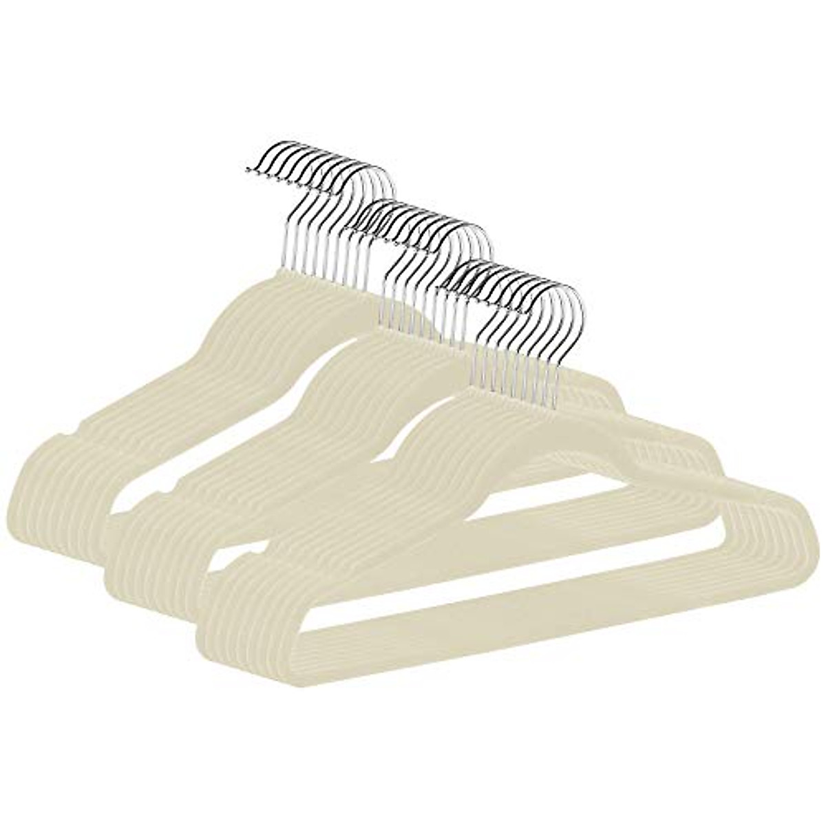 ZOYER Premium Velvet Hangers (50 Pack, Ivory) Non-Slip Clothes Hangers - Strong and Durable Suit Hangers - Space Saving Coat Hangers, 360 Degree Rotatable Hook Pant Hangers.