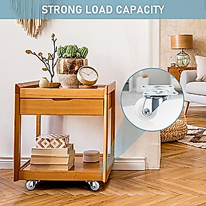 Cofufu 1" Low Profile Caster Wheels Set of 4, No Noise Casters for Furniture with Polyurethane Wheels, Small Rectangle Swivel Caster with 360 Degree Top Plate 22 lbs Weighs Capacity Each Caster