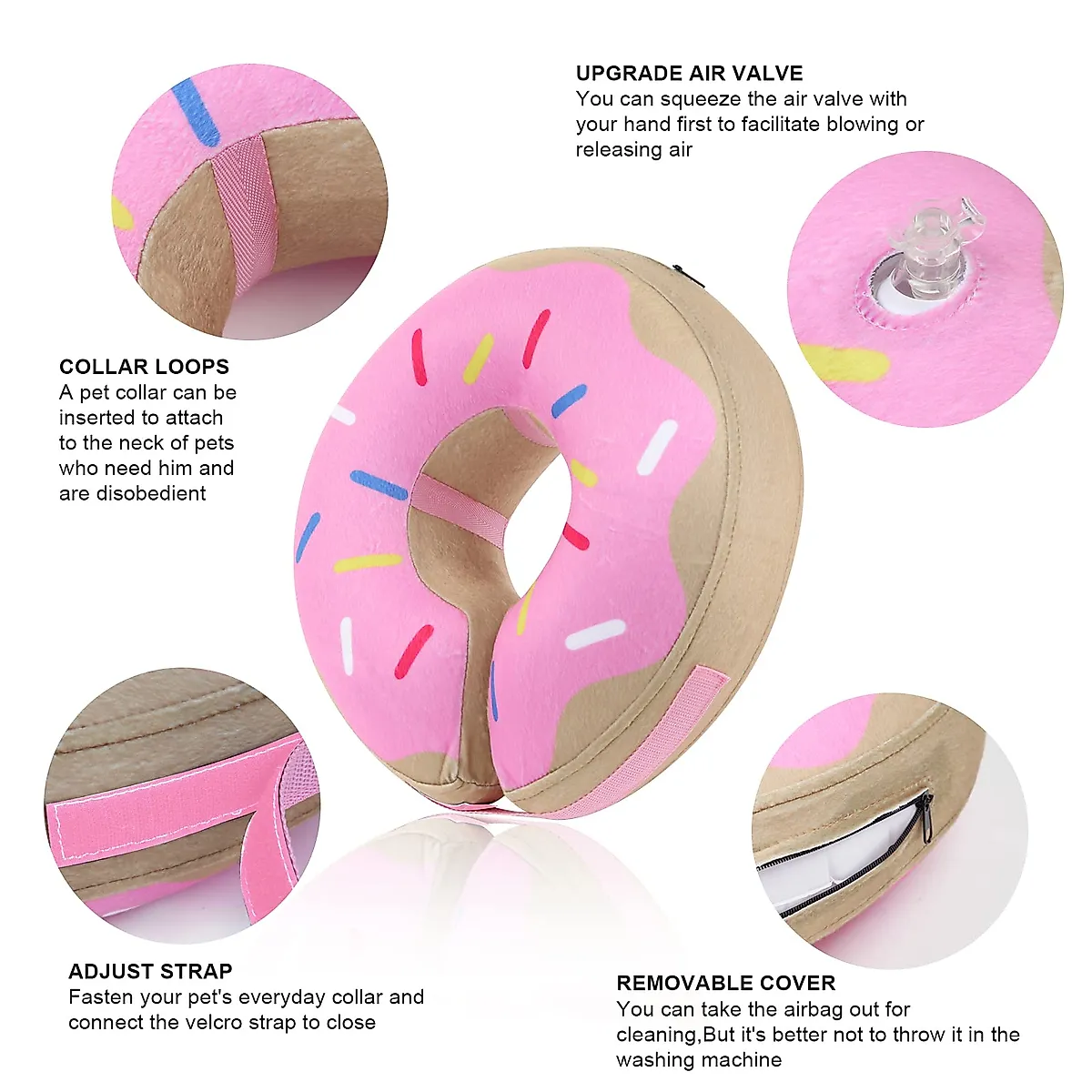 Leo IRis Inflatable Cone Collar for Large Medium Small for Dogs Cats Soft Dog Cone Adjustable E Collar Dog Neck Donut Dog Cone Alternative After Surgery to Prevent from Biting Licking with Pump