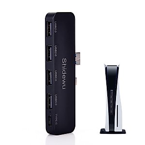 USB hub for ps5 High-Speed usb Expansion Splitter Adapter with2.0,3.0Type C Port, ps5 assecories Compatible with Playstation 5 Game Console Shidewu