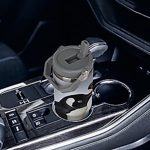 30oz Stainless Steel Insulated Tumbler with Flip Lid & Straw, Leakproof Travel Mug for Car, I Love Penguins Double Wall Vacuum Thermal Coffee Cup with Handle, Spill-Proof Design for Hot/Cold Drinks